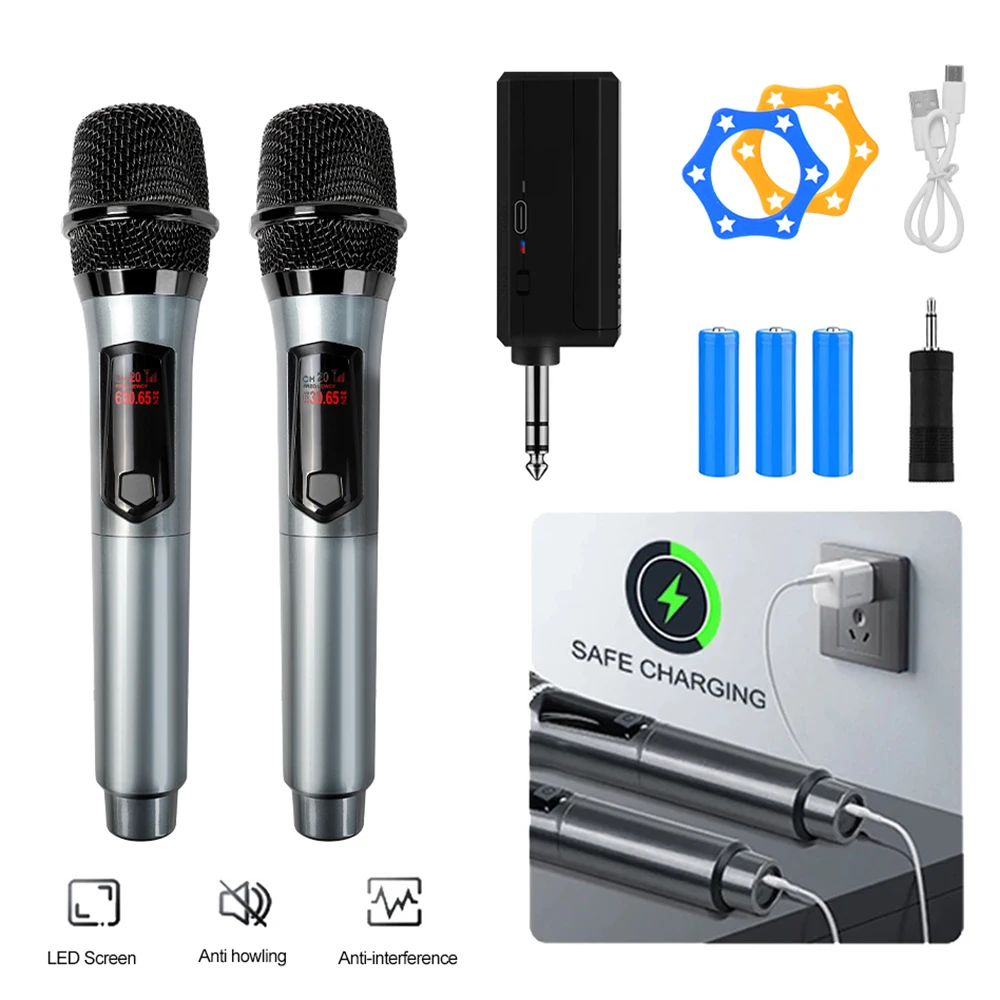 Professional-Wireless-Dynamic-Microphone-2-Channels-UHF-Fixed-Frequency ...