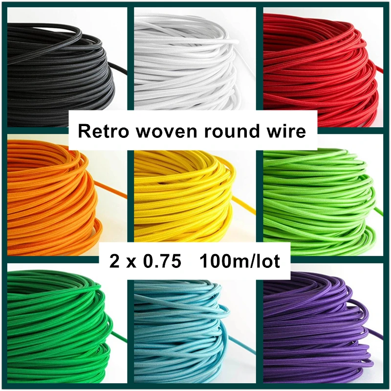 Burgundy color 2*0.75mm Vintage Electrical Wire Textile Cable Edison ...