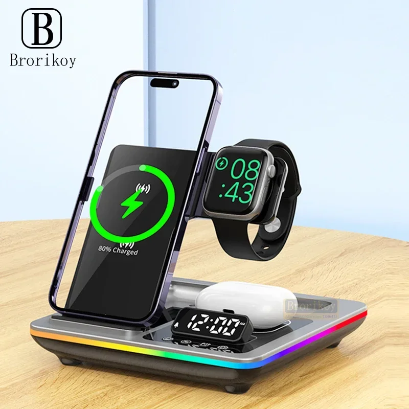 4IN1-Alarm-Clock-Wireless-Charger-Stand-for-iPhone-15-14-13-12-11-Pro ...
