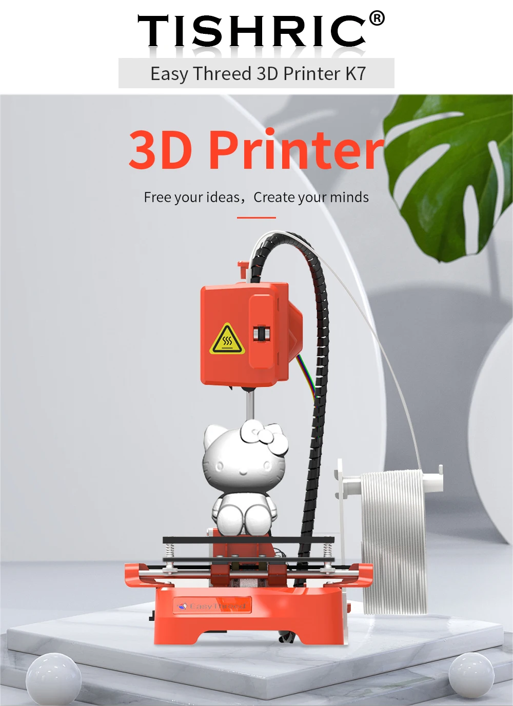 TISHRIC K7 3D Printer Kit Easy To Use One-click Printing 3D Children ...