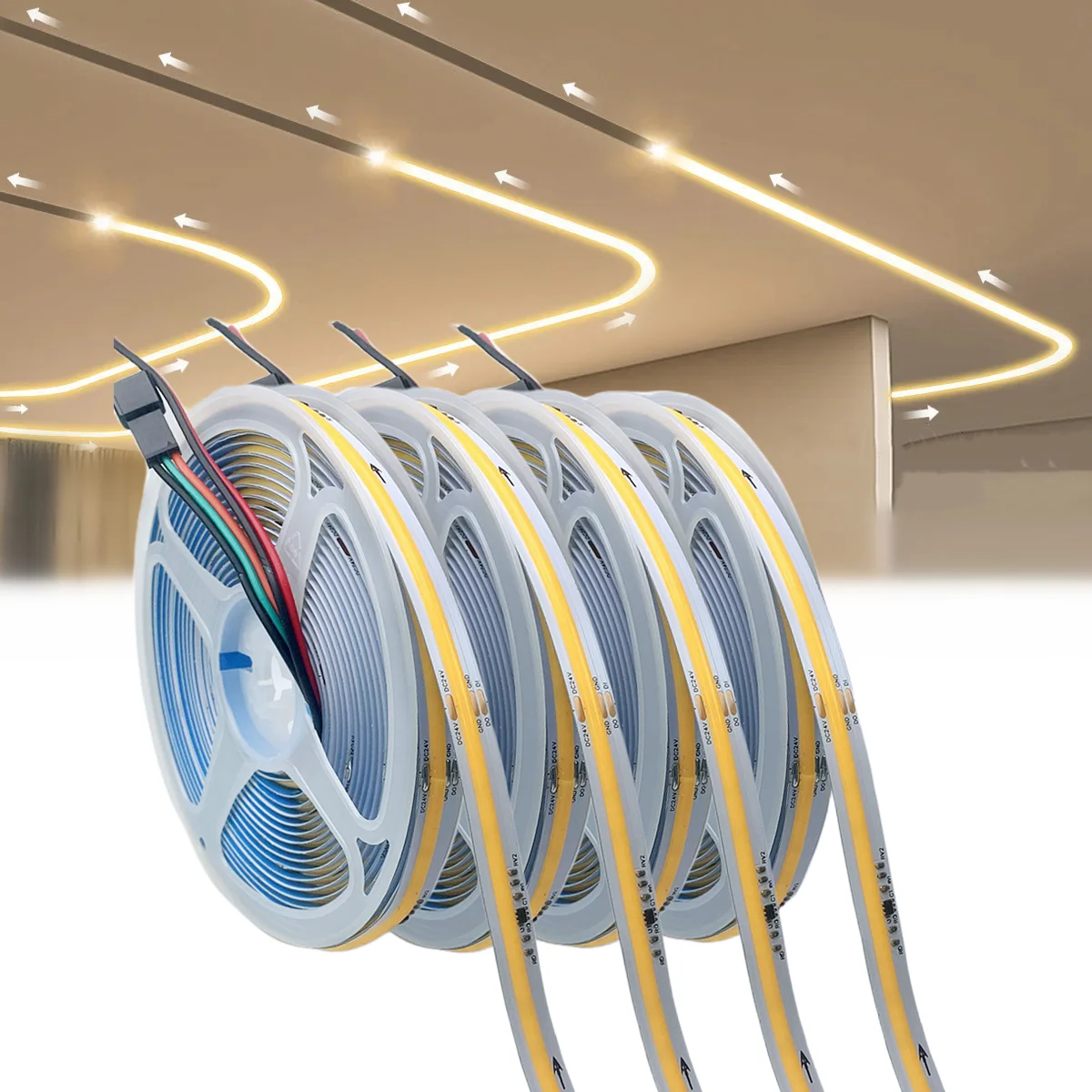 DC24V-COB-Correndo-gua-Fluindo-Luzes-de-Tira-LED-WS2811-IC-Corrida-de ...