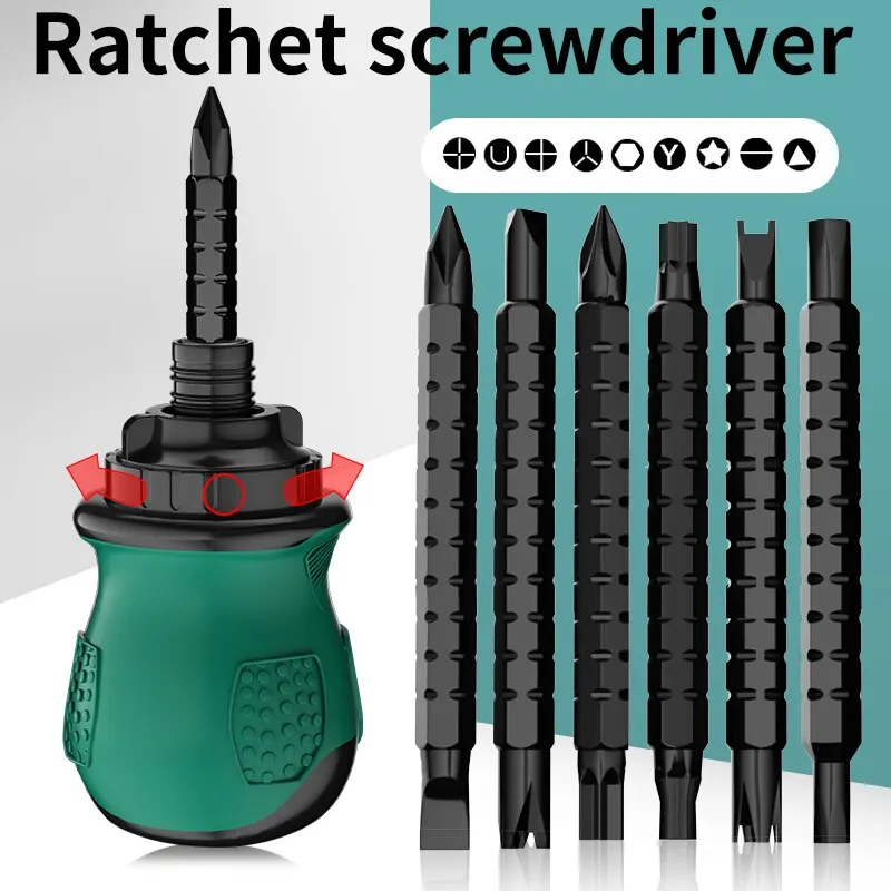 Ratchet-Screwdriver-Set-13-In-1-Short-Handle-Cross-Groove-Drill ...