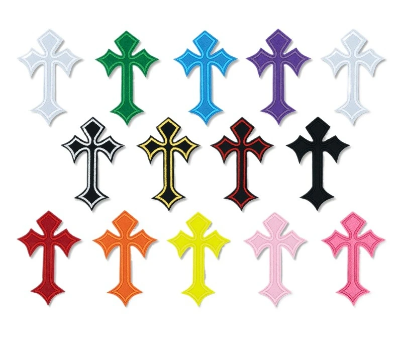 Christian Cross Emblem Colored Iron on Patches for Clothing Roman ...