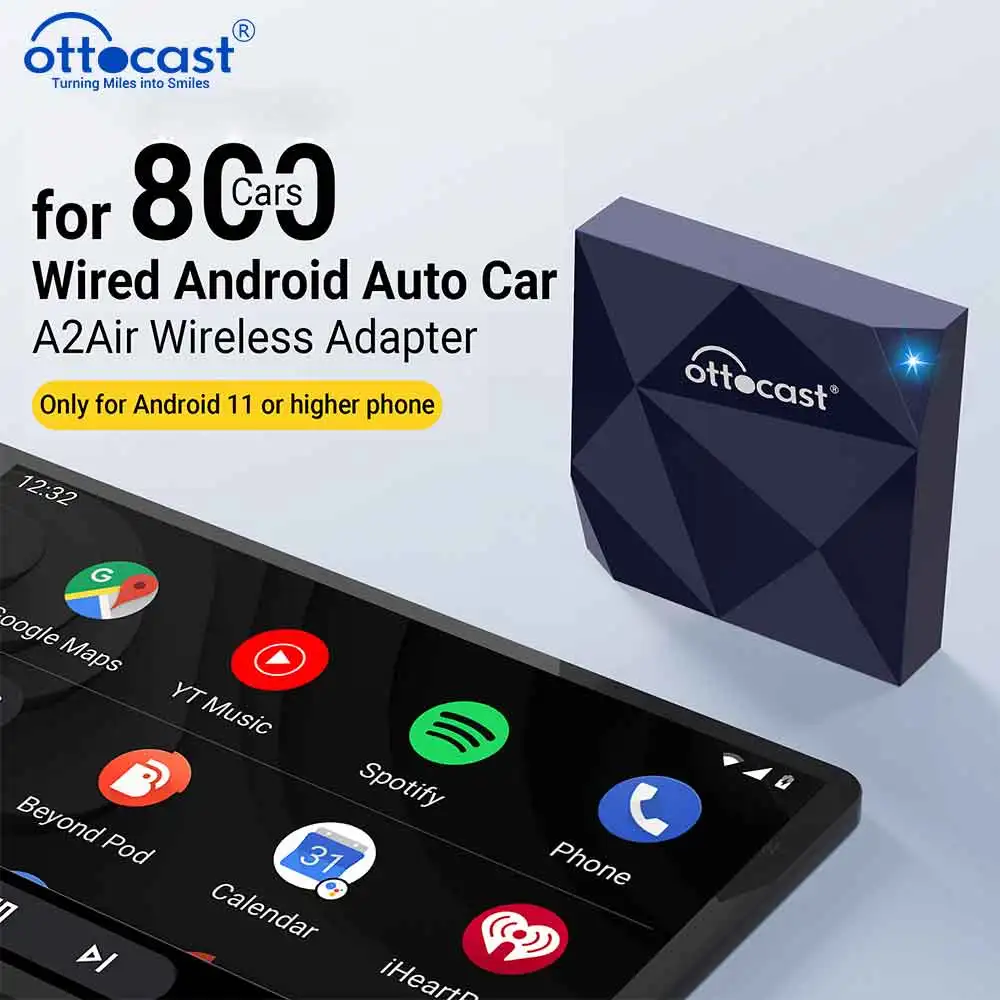 OTTOCAST A2Air Wired to Wireless Android Auto Adapter USB Dongle ...