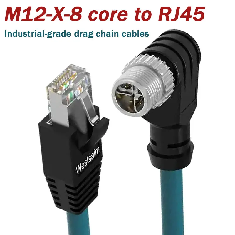 Industrial M12 8Pin X-code Male to RJ45 Ethernet Connector Line Gigabit ...