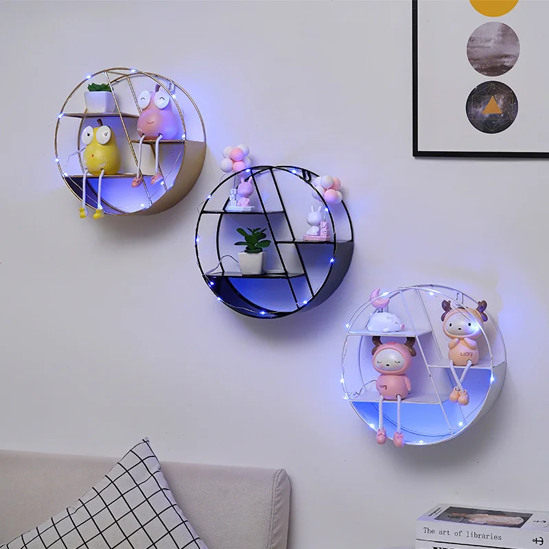 Nordic-Style-Iron-Wall-Shelf-Decorative-Shelves-Wall-Mounted-Round-Iron ...