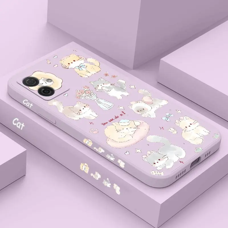 G54 Cute Cat Silicone Phone Case For Motorola Moto G54 G53 G14 G72 G42 ...
