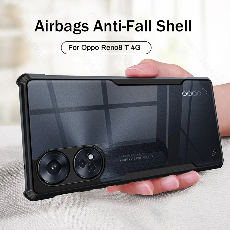 Clear-Acrylic-TPU-Soft-Frame-Back-Cover-For-Oppo-Reno8-T-4G-Case ...