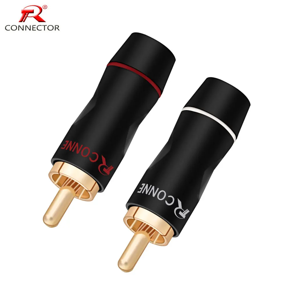 1Pair-RCA-HIFI-Cable-Terminals-Connector-Male-Plug-Connector-Brass-Gold ...