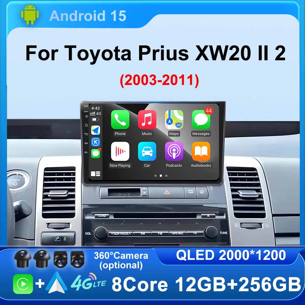 אנדרואיד 15 עבור טויוטה פריוס XW20 II 2 2003 - 2011 רדיו לרכב BT 4G נגן ...