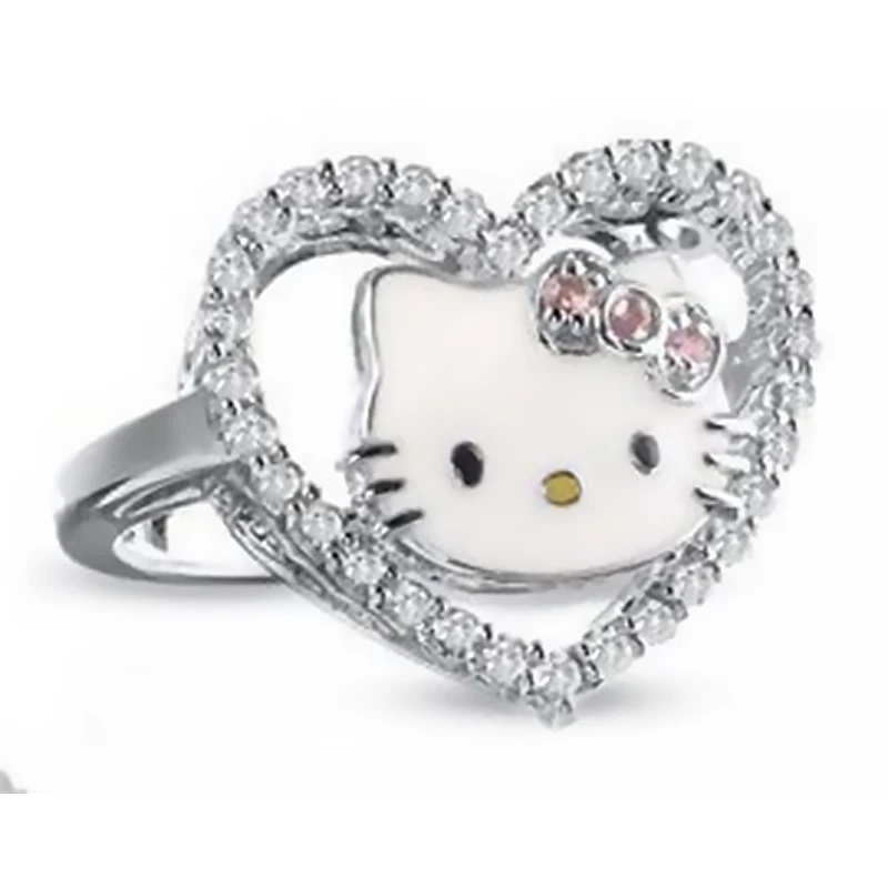 Cute-Love-Heart-Hello-Kitty-Rhinestone-Rings-Necklace-Sanrio-Kitty-Cat ...