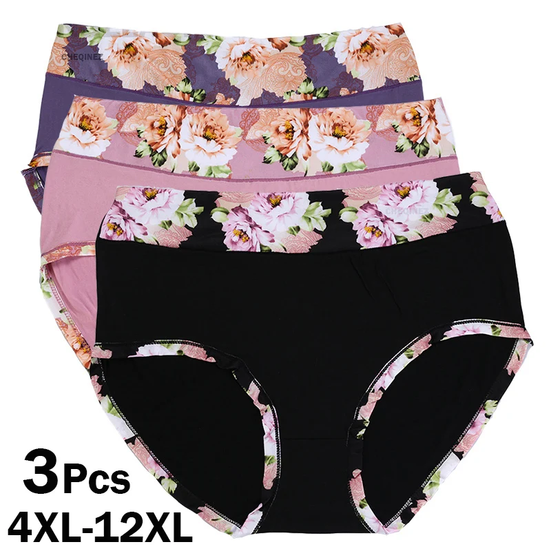 New-3Pcs-Lot-Cotton-Panties-Women-s-Underwear-Plus-Size-Floral-Briefs-Ladies-Lingerie-Print ...