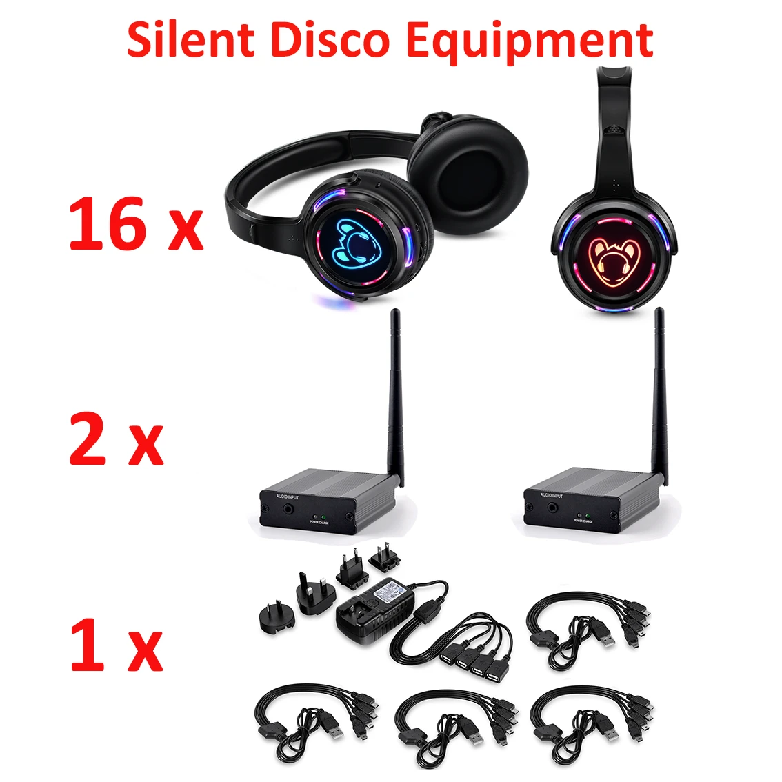 Silent Disco Wireless Headphones and RF LED LOGO Headset For iPod MP3 ...