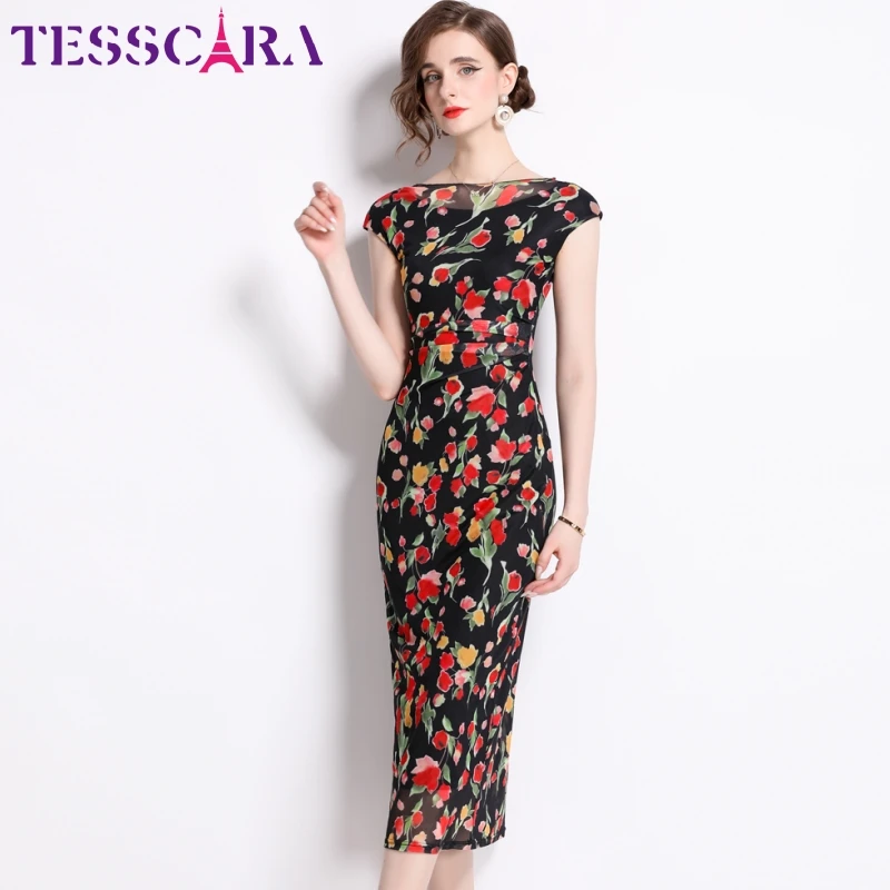 TESSCARA-Women-Summer-Elegant-Pencil-Dress-High-Quality-Long-Wedding ...
