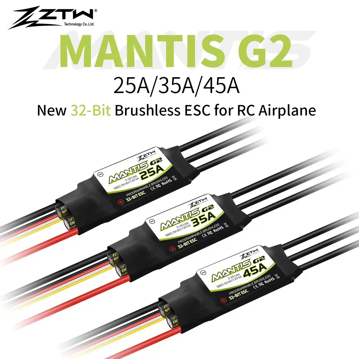 ZTW Mantis G2 25A/35A/45A ESC 2-6S Built-in 5V/6V/7.4V SBEC 4A ...