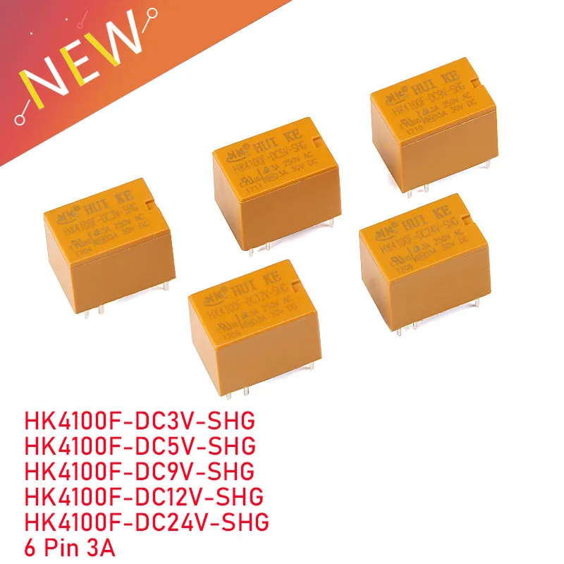 5PCS-1pcs-new-Relay-HK4100F-DC12V-SHG-HK4100F-DC5V-SHG-6-pin-3A-3V-5V ...