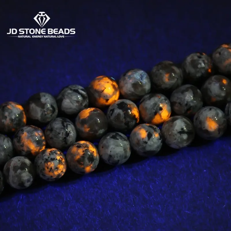 Natural Flame Stone Beads Yooperlite Round Loose Spacer Gemstone Beads ...
