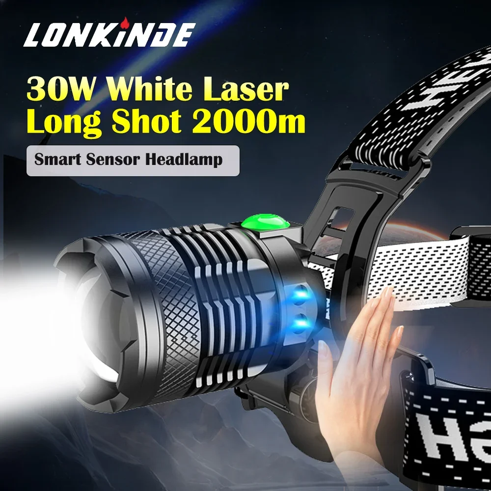 Ultra-Bright-30W-Long-Range-1500m-LED-Headlamp-18650-USB-Rechargeable ...