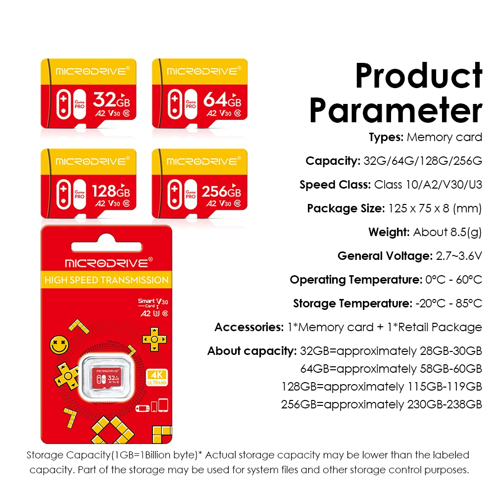 MicroDrive карта памяти microSD 32GB/64GB/128GB/256GB U3 | AliExpress