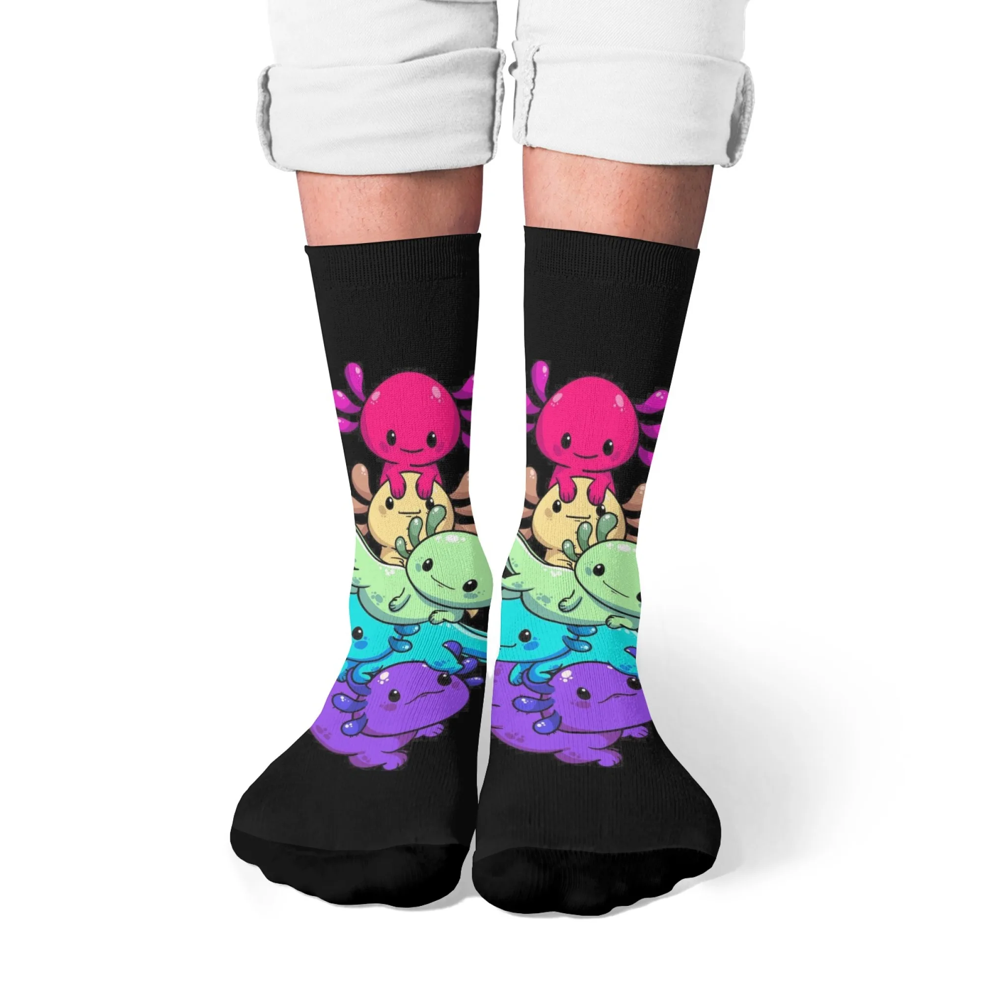 Cute Axolotl Happy Socks Novelty Funny Cartoon Print Socks Harajuku ...