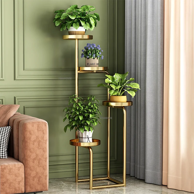 Nordic-indoor-plant-stand-Wrought-Iron-gold-Floor-standing-Living-Room ...
