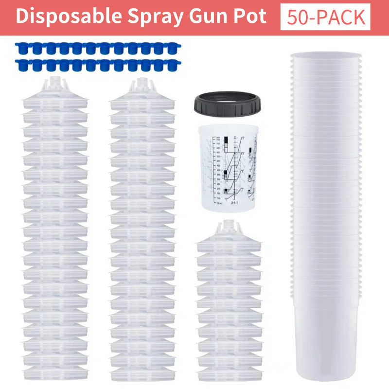 Disposable-Paint-Spray-Gun-Cup-Liners-and-Lid-System-50-Pack-Mini-Size ...