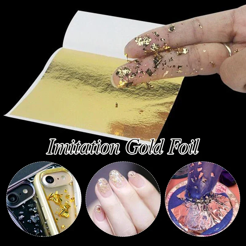 100 Pieces Gold Leaf Sheets Imitation Gold Leaf Paper Multi-Color ...