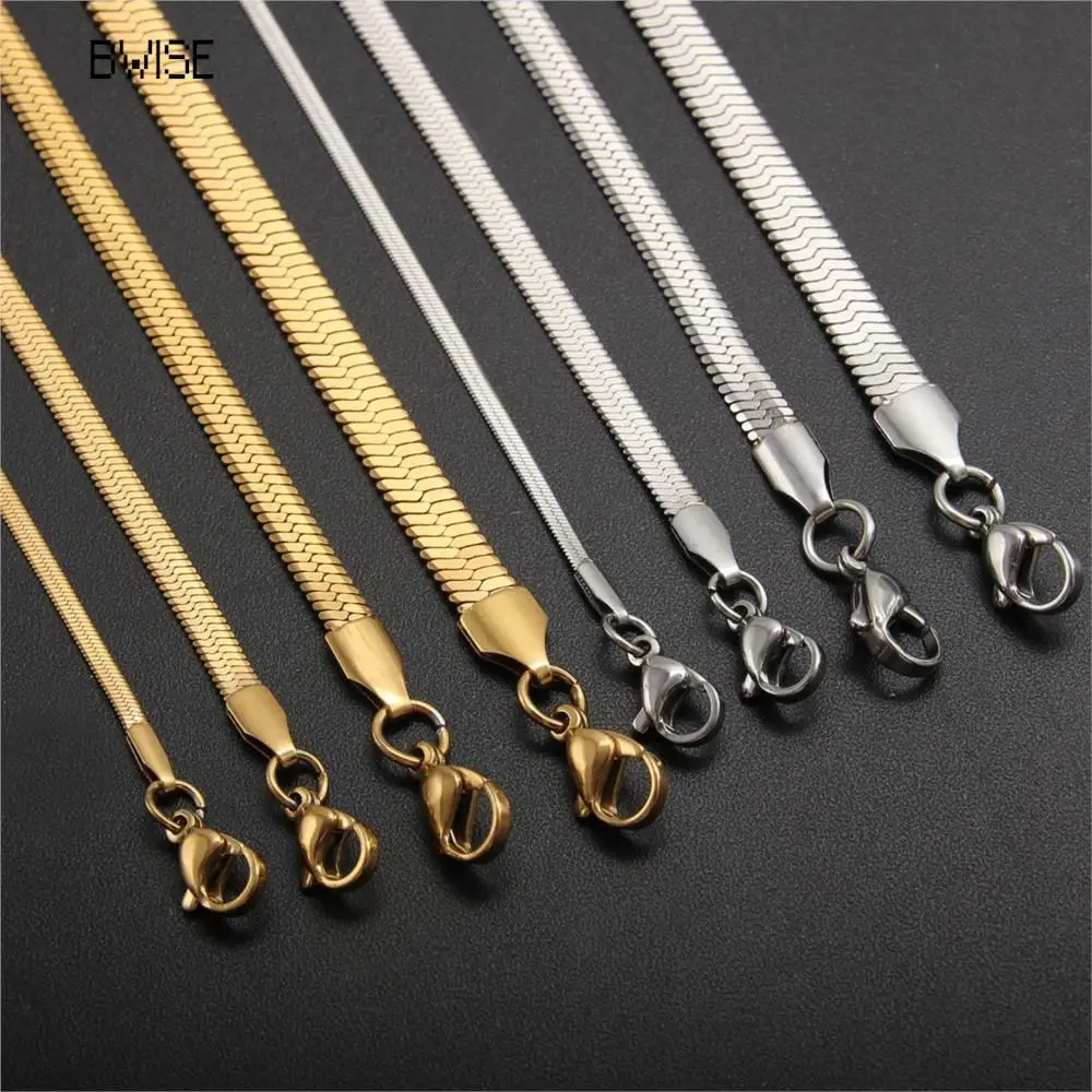 Bwise Inoxidable Gold Color Chains 1-5mm Stainless Steel Snake Chains ...