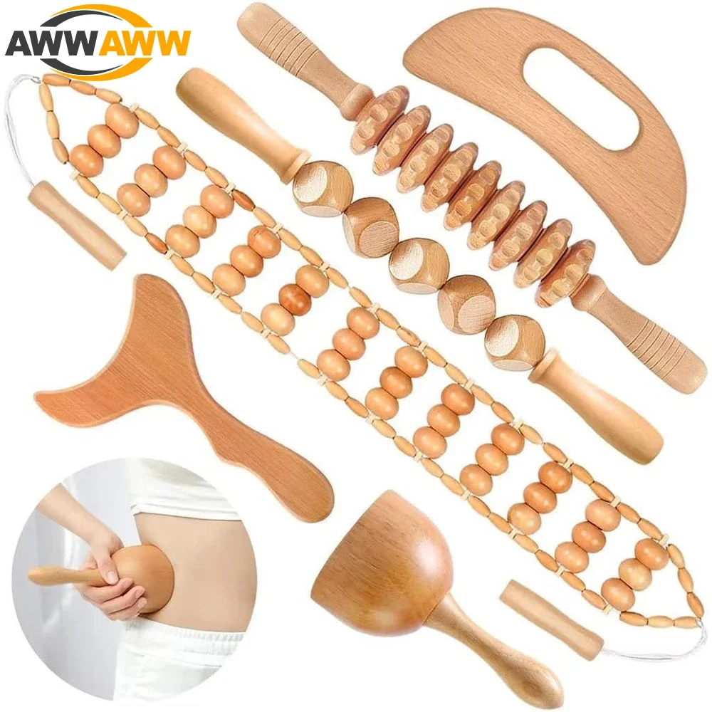 Wood-Therapy-Massage-Tool-Maderoterapia-Kit-Anti-Cellulite-Massager-Set ...