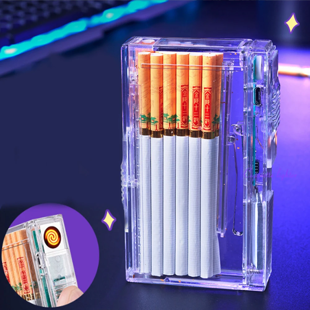 New-Transparent-Slender-Cigarette-Case-Dual-use-Type-C-Rechargeable-USB ...