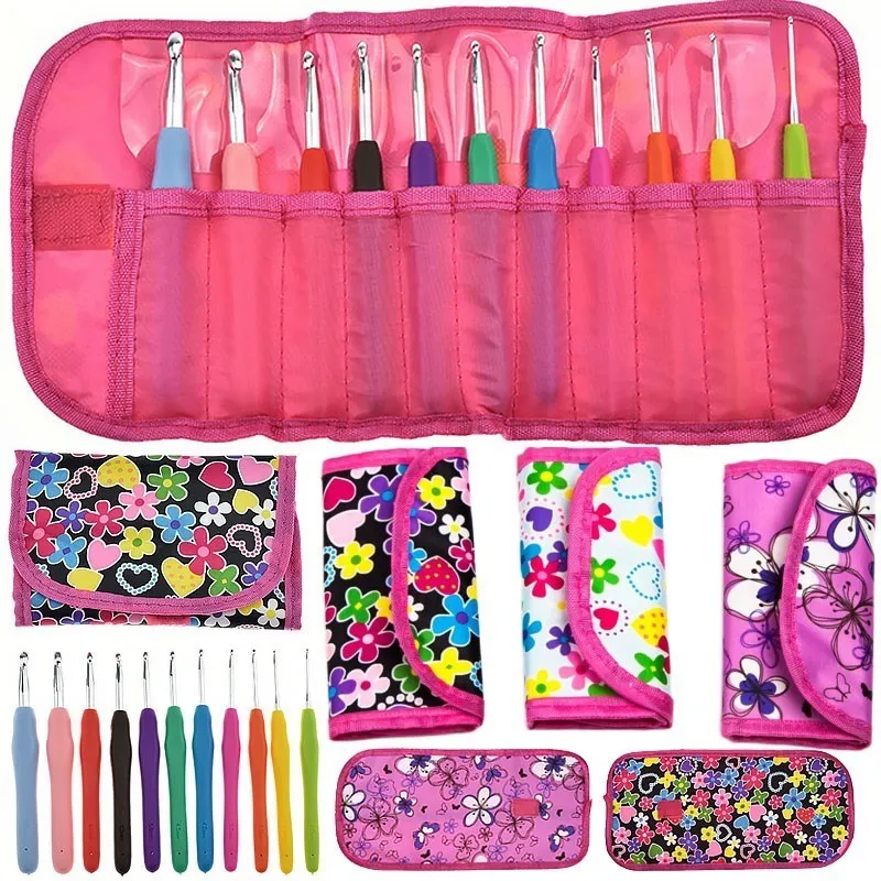 Crochet-Hook-Kit-With-Storage-Bag-Weaving-Knitting-Needles-Set-DIY-Arts ...