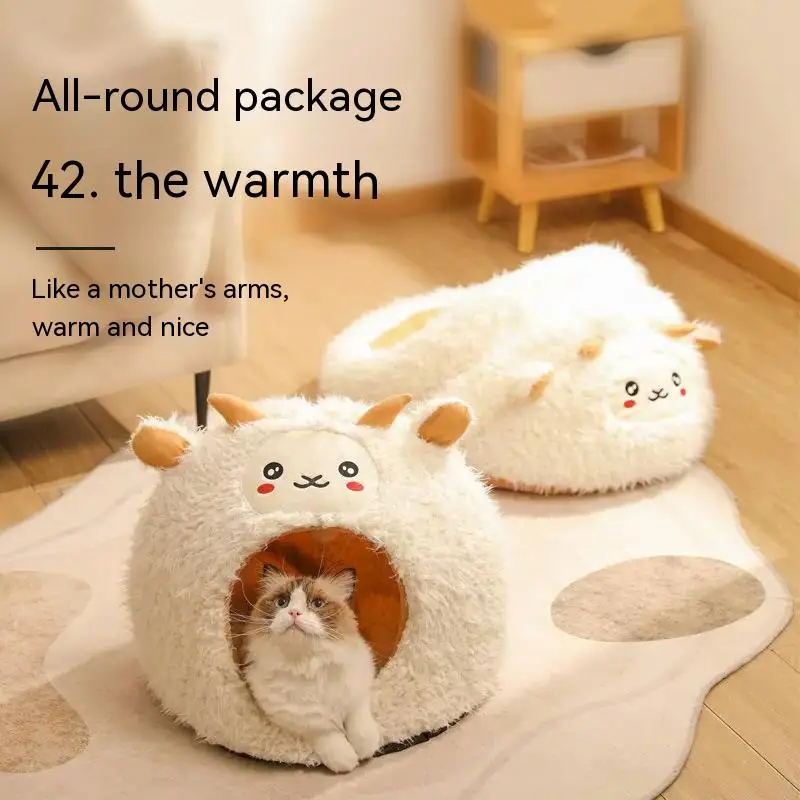 Autumn-and-Winter-Warm-Cat-Nest-Semi-Enclosed-Super-Soft-Deep-Sleep-Cat ...