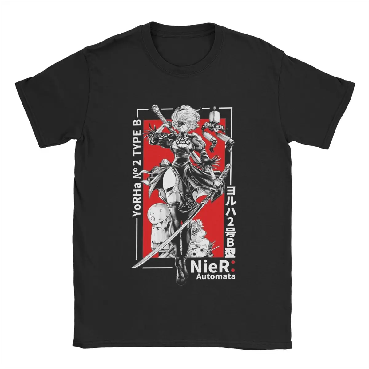 Nier-Automata-Men-s-T-Shirt-Anime-Cool-Tee-Shirt-Short-Sleeve-Round ...