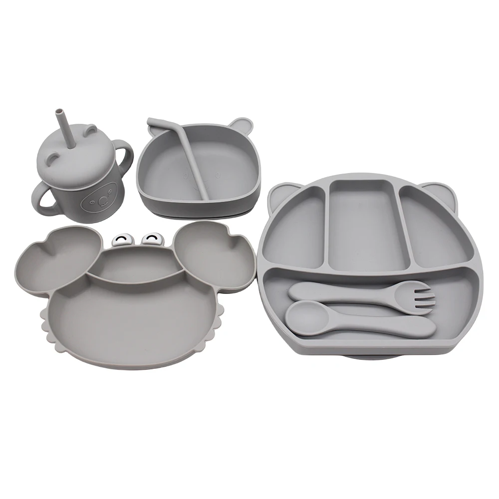 Baby-dinner-plate-compartment-plate-suction-cup-type-independent-eating ...