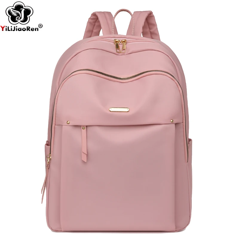 Casual-Solid-Color-Backpack-Female-Waterproof-Nylon-Backpack-Purse ...