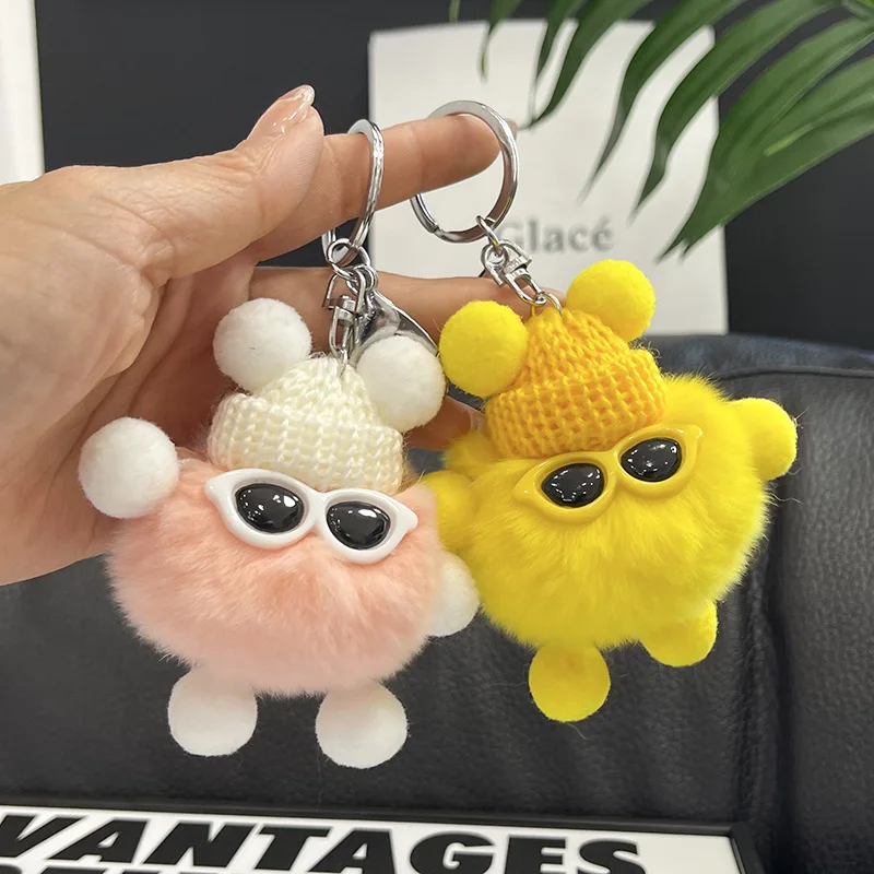 MINISO-mini-Rex-Rabbit-Keychain-Fluffy-Key-Chains-Trinkets-Pom-Pom ...