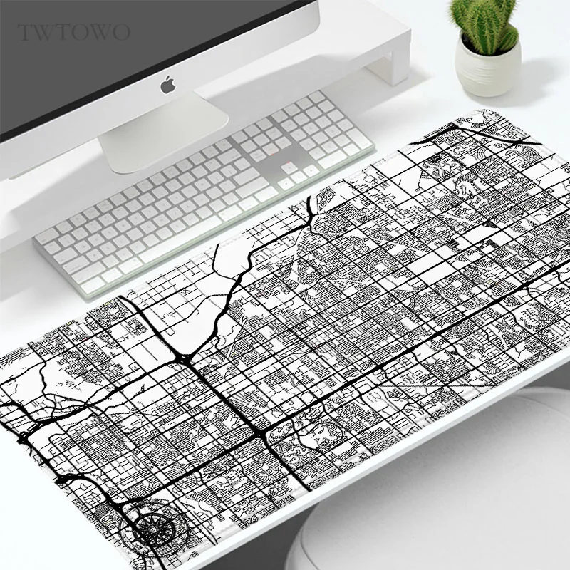 Preto-e-branco-mapa-da-cidade-Gaming-Mouse-Pad-tapete-antiderrapante ...