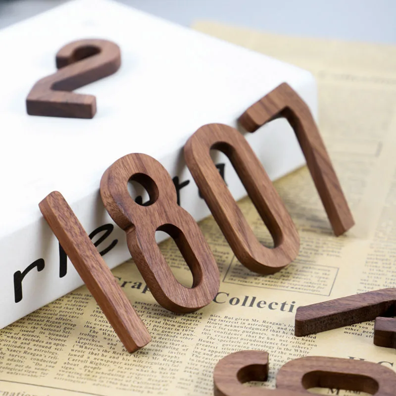 Black-Walnut-Wood-Door-Number-Signs-Nordic-Exterior-House-Numbers-Solid ...