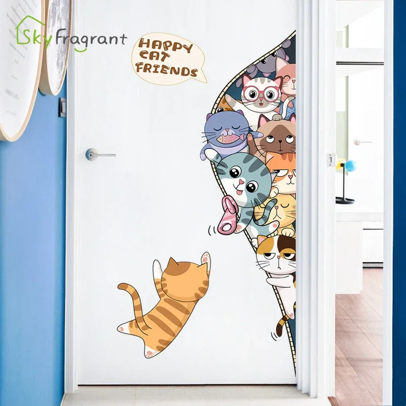 Creative-Pocket-Cats-Wall-Stickers-For-Kids-Rooms-Home-Child-Bedroom ...