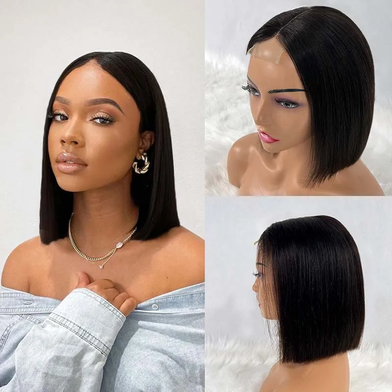 Super Double Drawn 2x6 Lace Closure Bob Wig Bone Straight 100% Vietname ...