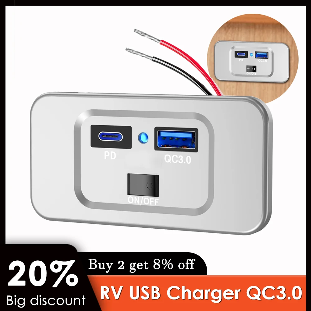 RV USB Car Charger Outlet Dual QC3.0 Output Ports Power Sockets for VW ...