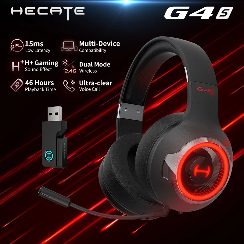 Edifier hecate g4s bluetooth 5.2 + 2.4ghz sem fio jogos fone de ouvido 15ms baixa latência 46 ...