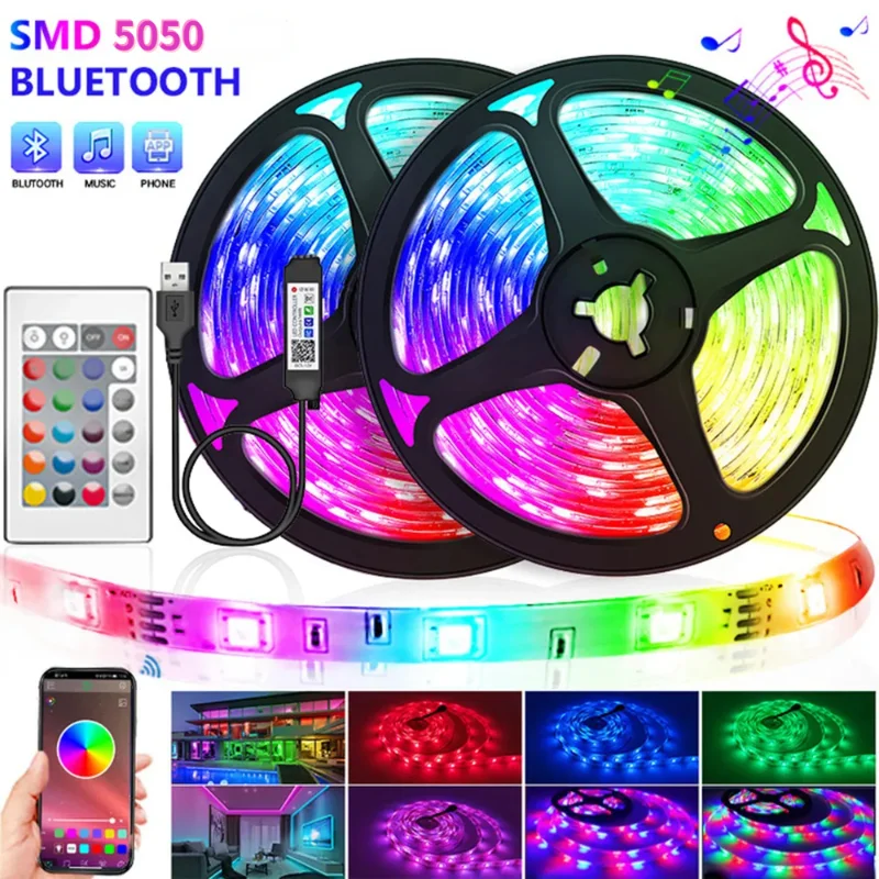 RGB-LED-Strip-Light-USB-Flexible-LED-Lamp-Bluetooth-Control-Light-Tape ...
