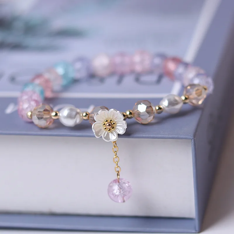 Korean Sweet Flowers Bracelets Bohemian Handmade Colorful Crystal ...