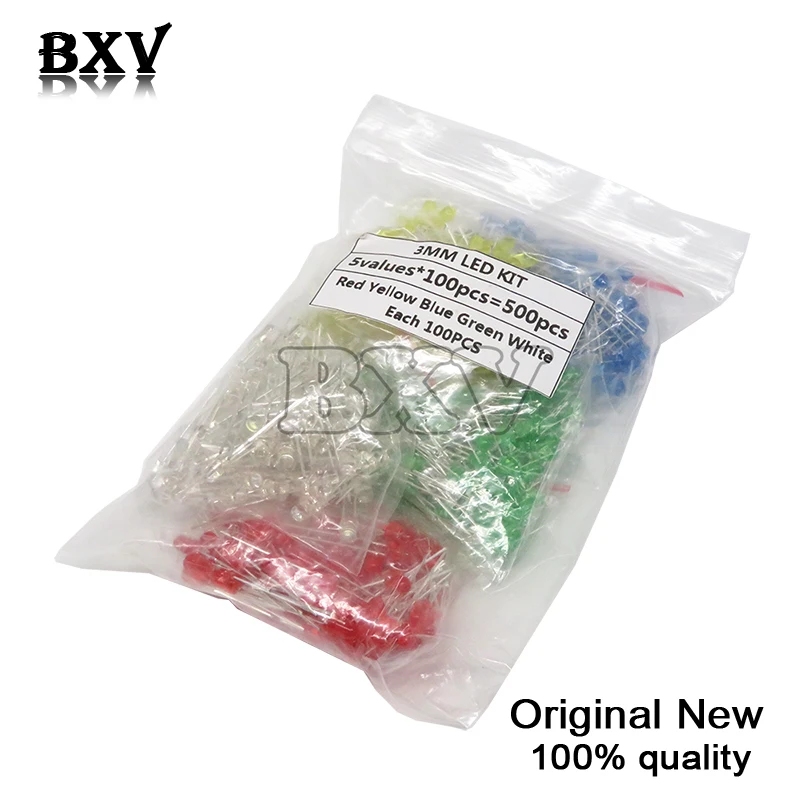500PCS-LOT-3MM-LED-Diode-Kit-Mixed-Color-Red-Green-Yellow-Blue-White ...