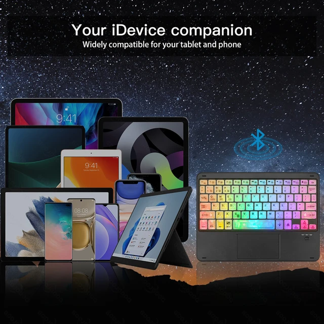 RGB Rainbow Backlit Wireless Bluetooth Keyboard With, 57% OFF