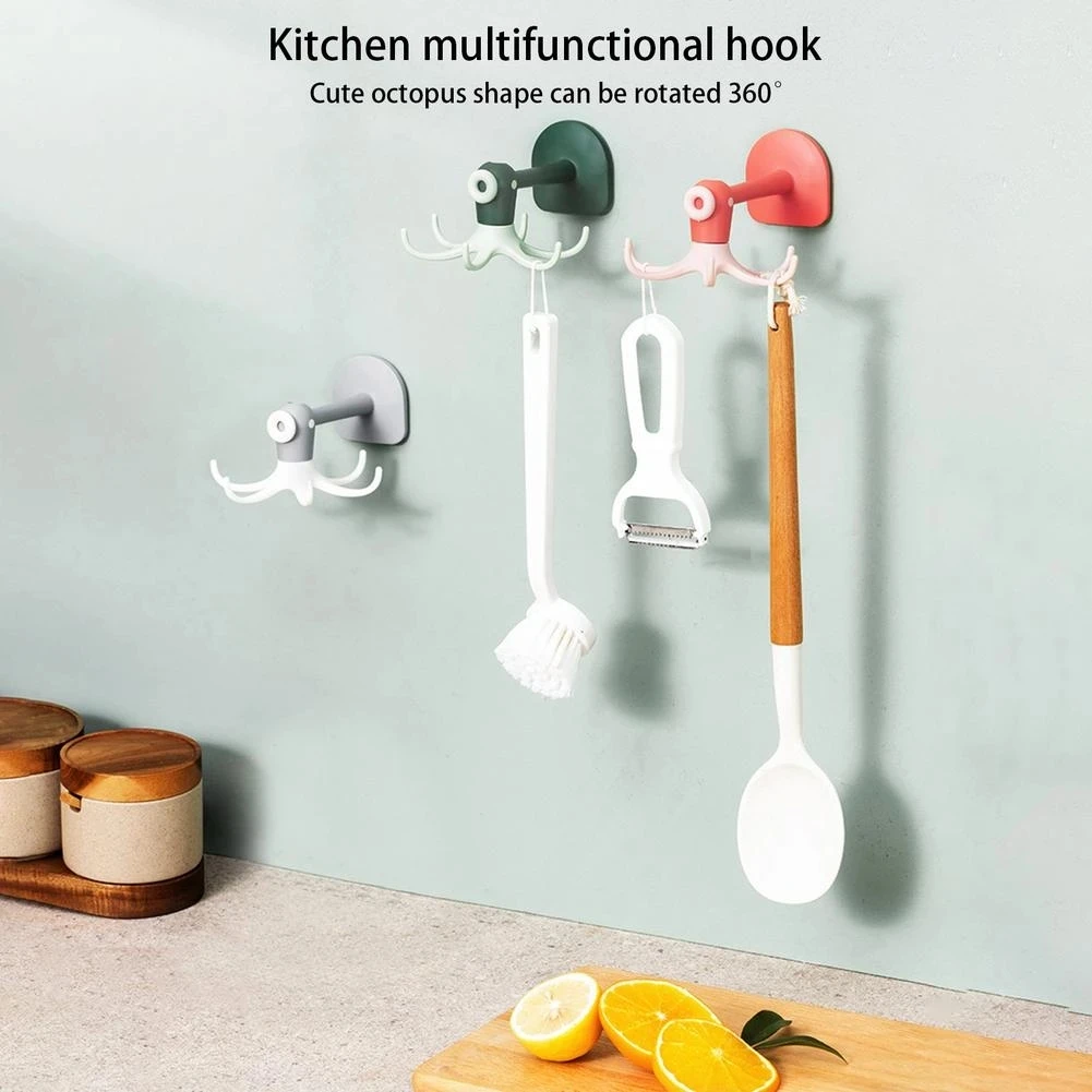 360-Rotatable-Octopus-Self-adhesive-Hang-Hooks-Key-Holder-Home-Kitchen ...