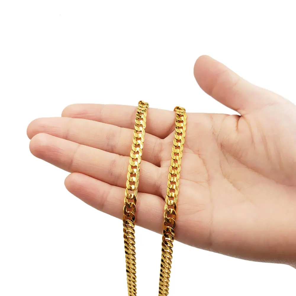 Cadena de eslabones cubanos de Miami para hombre, collar de oro fino de ...