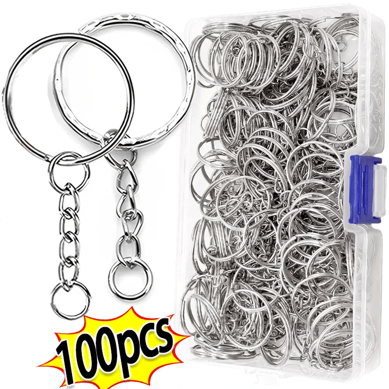 50-100pcs-Metal-Blank-Keyring-Keychain-Split-Rings-DIY-Keyfob-Keys-Ring ...