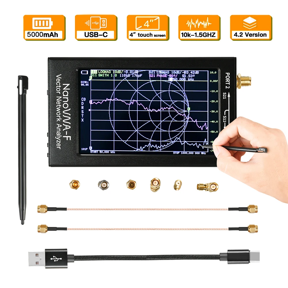 NanoVNA-F 4.3 Inch IPS LCD Display Vector Network Analyzer Antenna Analyzer Short Wave HF VHF ...